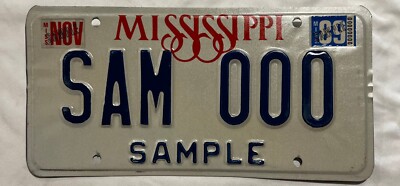 LICENSE PLATES COLLECTOR SAMPLE SAM 000 MISSISSIPPI 1989 | eBay