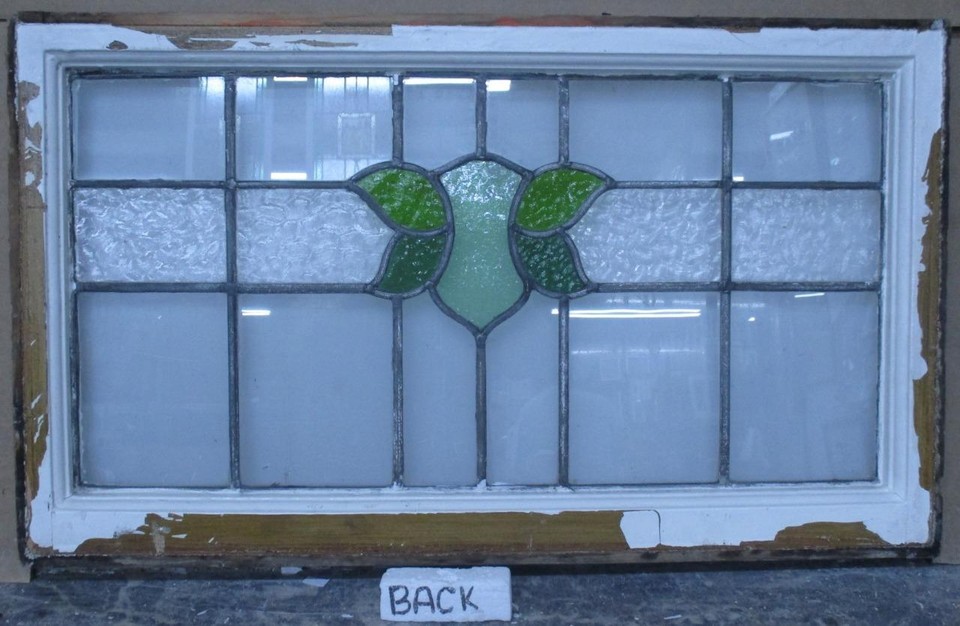 OLD ENGLISH LEADED STAINED GLASS WINDOW TRANSOM SIMPLE ABSTRACT 31" x ...