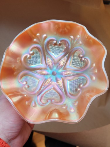Nice Peach Opalescent Dugan Carnival Glass Starfish Pattern Compote | eBay