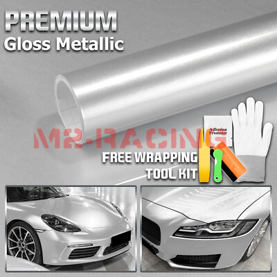 Premium Silver High Gloss Metallic Glossy Sticker Decal Vinyl Wrap Air ...