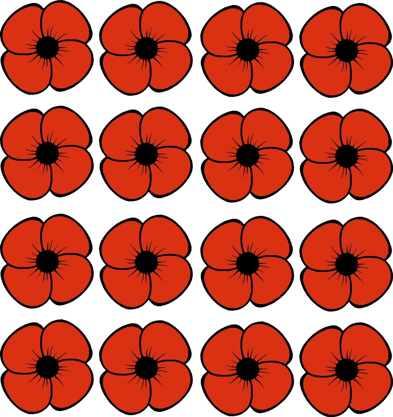Poppy Flower Stickers Decals Water Colour Wall Window Car Remembrance ...