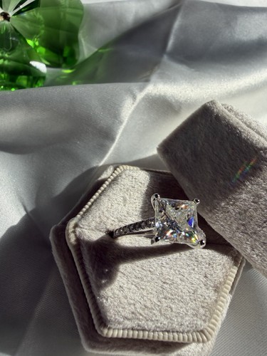 3 CT Moissanite Princess-Cut Ring | Sterling Silver | Size 8 | FREE ...
