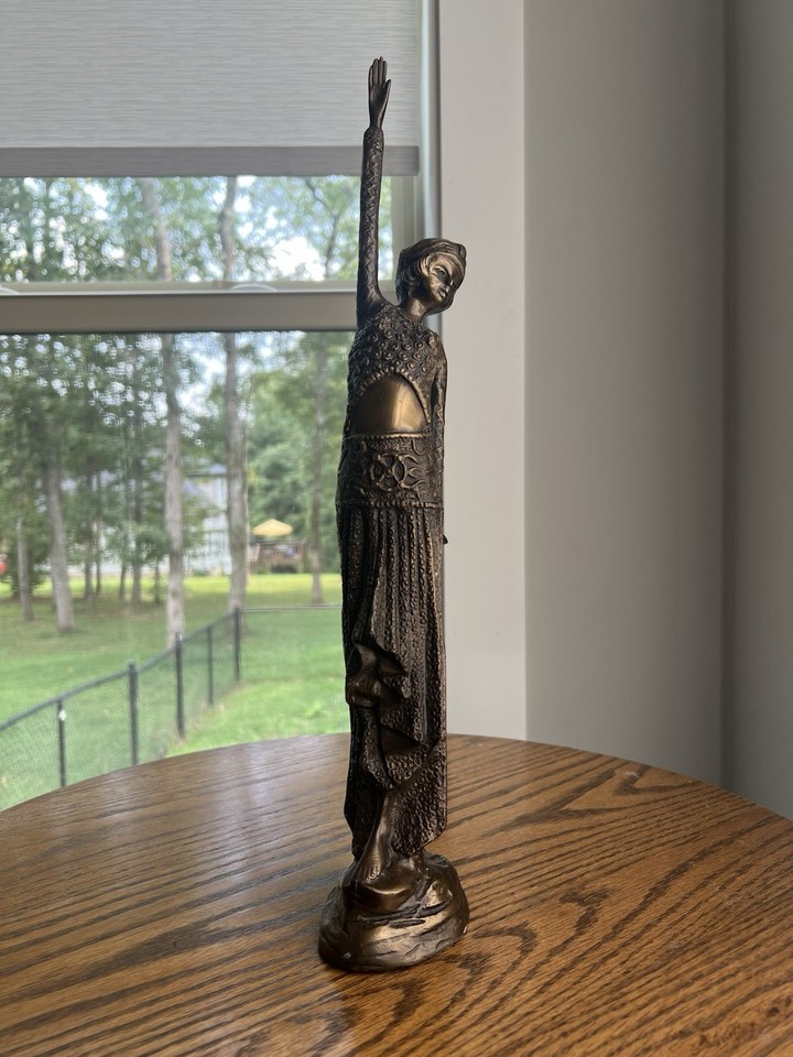 Statuesque and Graceful Bronze Art Deco Flapper Girl Dancer 17.5" Ht ...