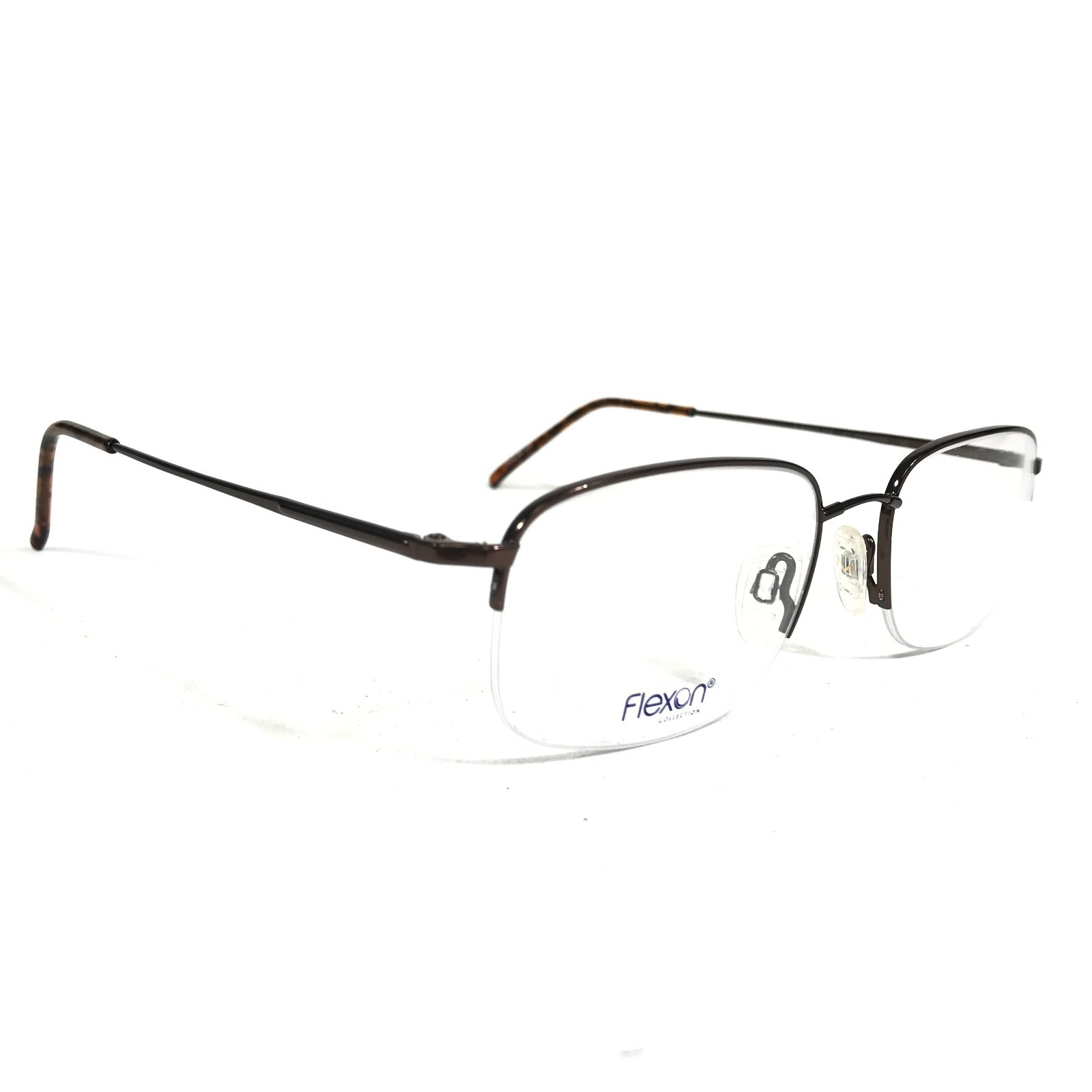 Flexon Eyeglasses Frames 606 COFFEE Brown Square Half Rim 54-19-140 | eBay