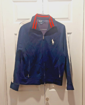 Polo Ralph Lauren Big Pony Track Jacket Size Medium Blue White & Red ...