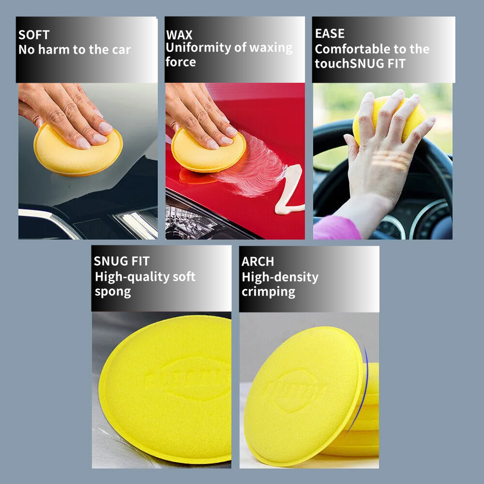 6PCS Kit Car Waxing Polish Foam Sponge Wax Applicator Cleaning ...