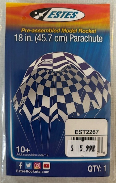 Estes #2267: Pre-assembled Model Rocket 18" Parachute | eBay