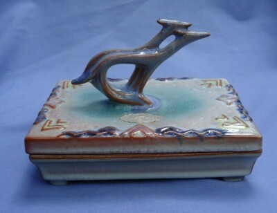 WHIPPET ITALIAN GREYHOUND CIGARETTE BOX GOEBEL ART DECO RUNNING DOGS ...