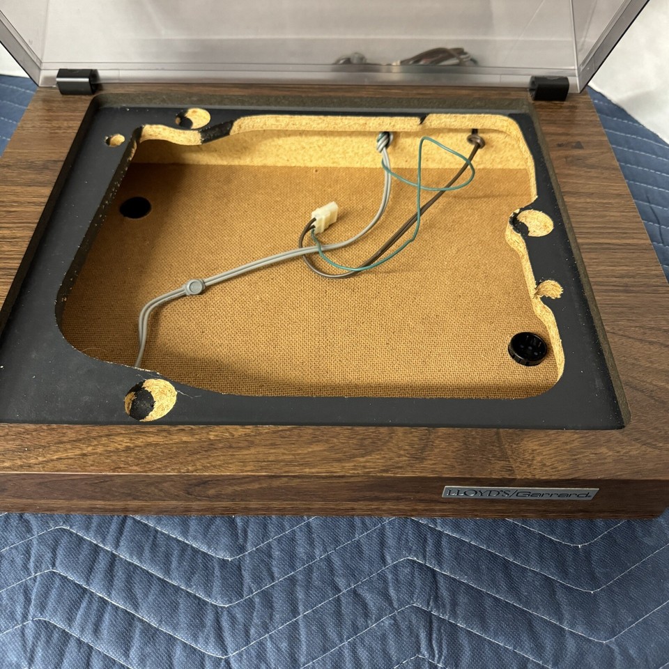 GARRARD 630S ORIGINAL WOOD BASE AND DUST COVER, WITH RCA CABLE AND CORD ...