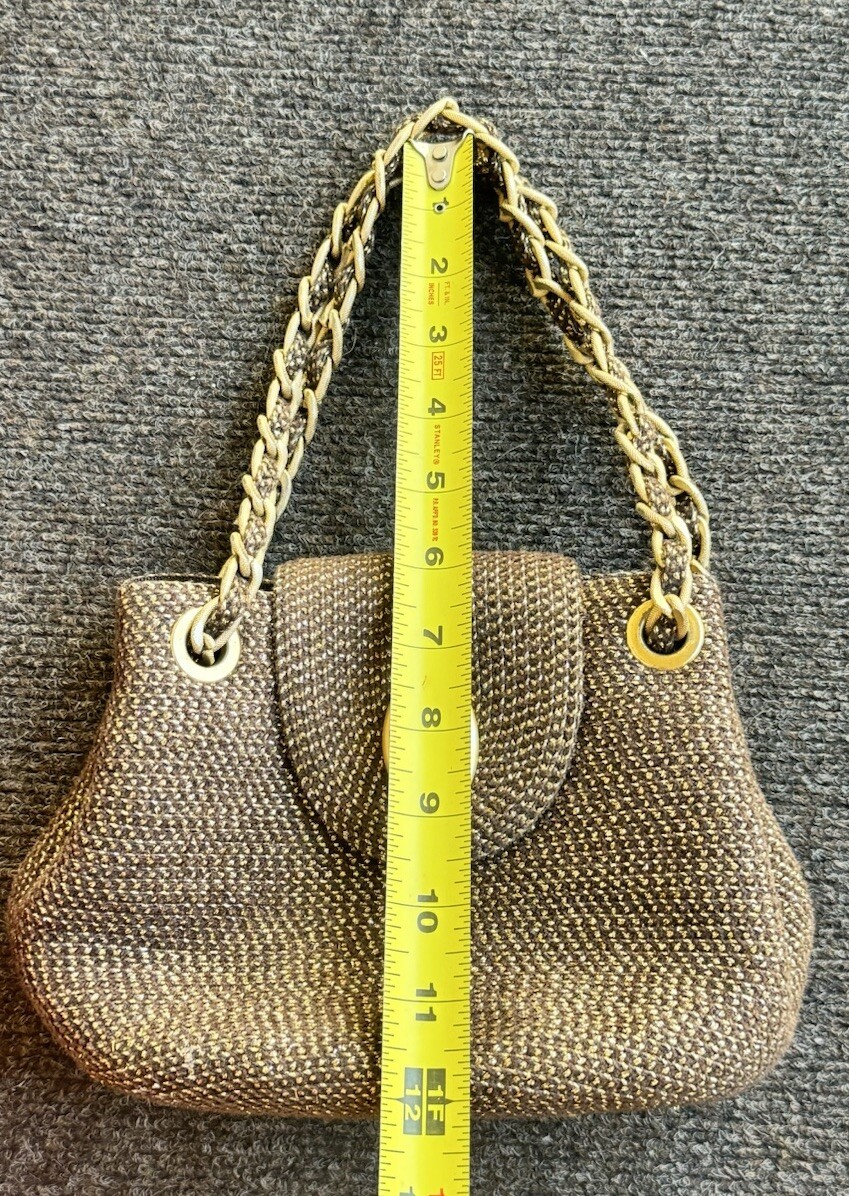 Eric Javits Small Hand Squishee Chain Strap Purse Brown/Gold Purse Bag ...