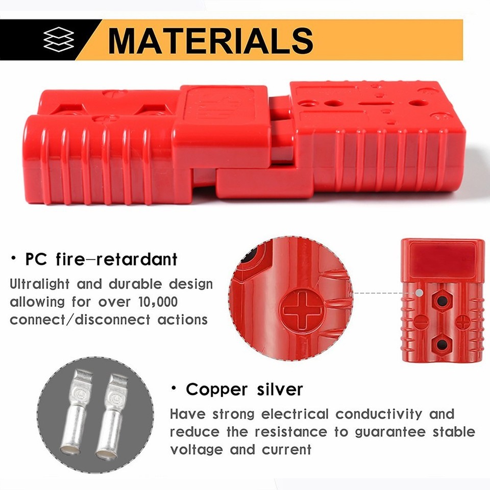 2Pcs 175A Heavy Duty Quick Connect Winch Trailer Battery Jumper Cable ...