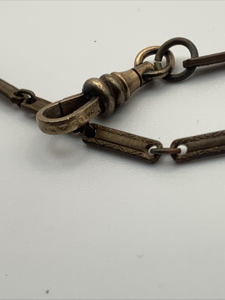 Antique 16" Pocket Watch Fob Bar Link Chain Deco Bates & Bacon | eBay