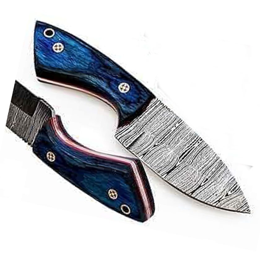 Box Cutter Knife Small EDC Handmade Fixed Blade Damascus Steel Hunting ...