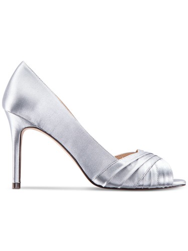 NINA Womens Silver Criss-Cross Pleating Rhiyana Stiletto Slip On Pumps ...