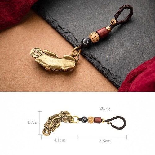 Pure Brass Beast Keychain Pendant DIY Antique Animal Key Chain Lanyard ...