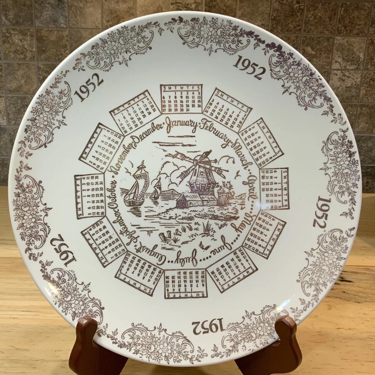 Vintage 1952 Calendar Plate Zodiac White With Gold Trim Dish MCM ...