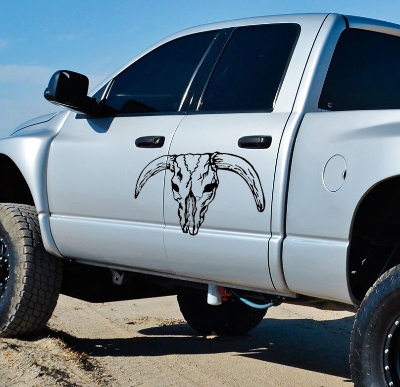 Longhorn Skull Hood Decal, Side Premium Vinyl Decal, Car Skull Decal | eBay