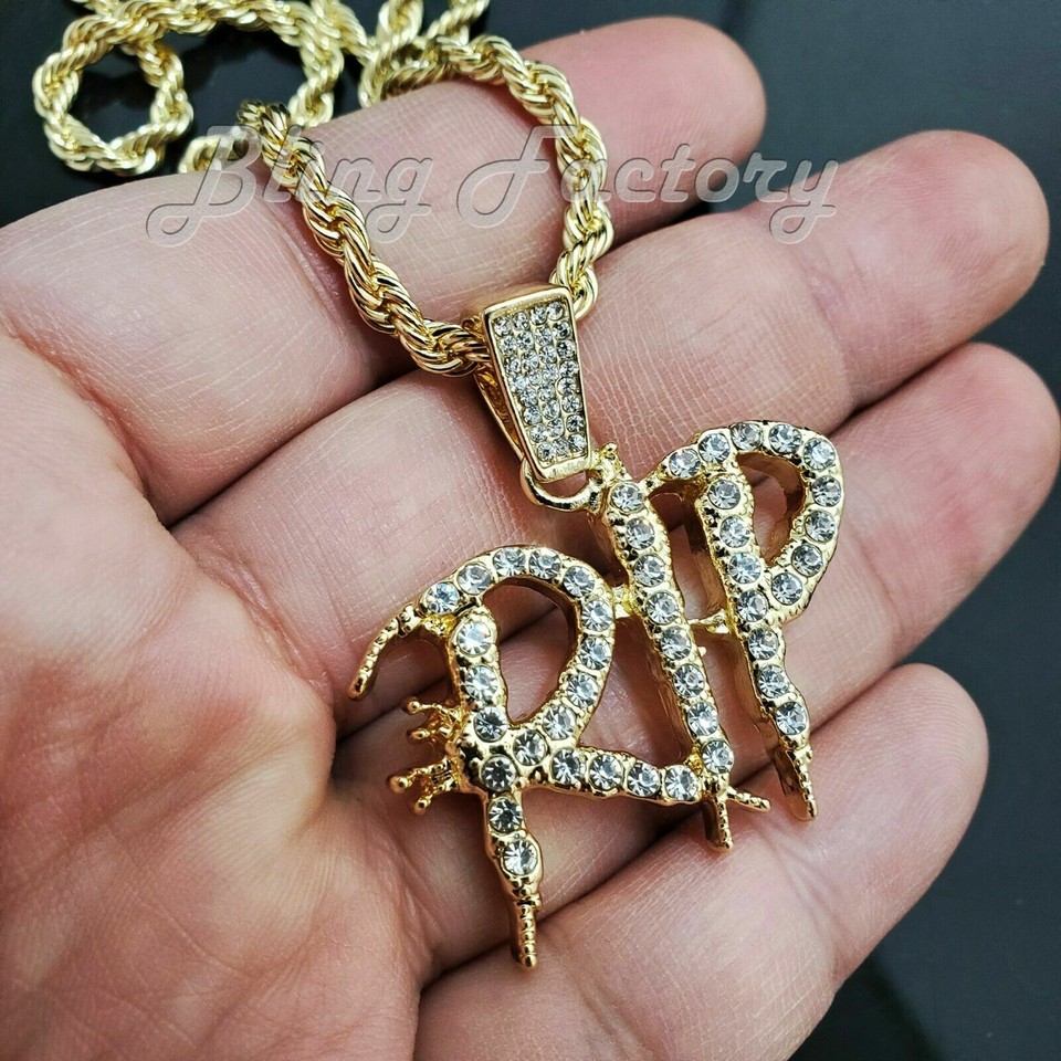 Hip Hop Young Dolph PRE Pendant 18" Iced Baguette Choker Chain & RIP ...