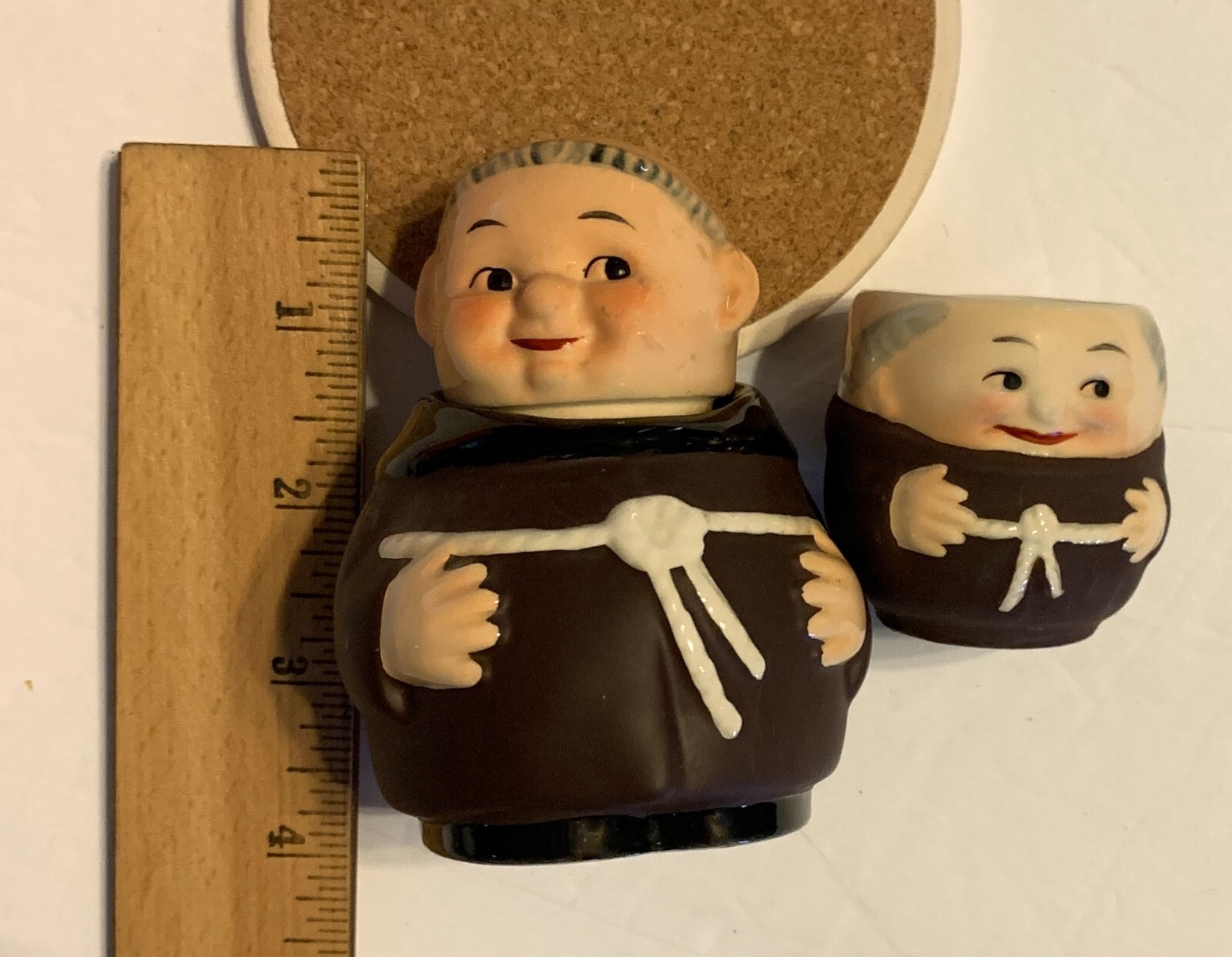 HTF 3½" Goebel Hummel Friar Honey Pot w/ Spoon Slot +HTF 1¾" Salt Dip ...