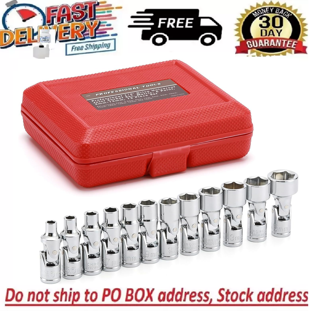 Flex Socket Set Swivel Socket Set Metric 1/4 Inch Drive 6 Point 12 PC ...