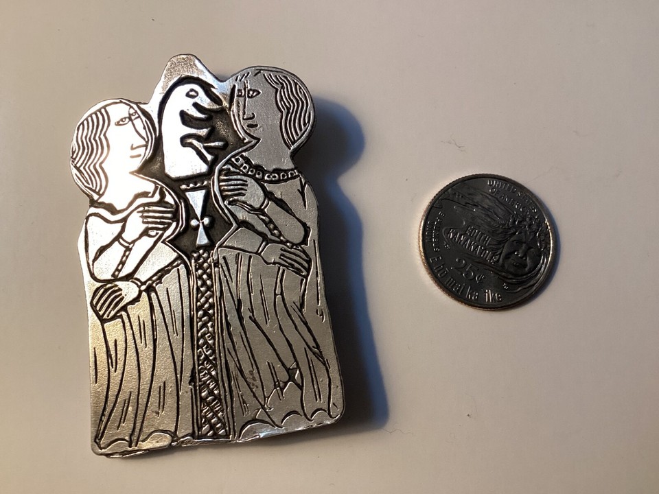 MMA Pin with Medieval Women and a Critter Signed Condition very good ...