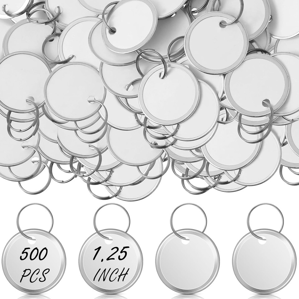 Hotop 500 Pieces 1.25 Inches White Metal Rim Key Tags Bulk Key Tags ...
