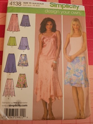 Simplicity Pattern 4138 Boho Ruffled Flounced Skirts Sizes 18 20 22 24 ...