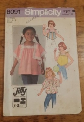 VINTAGE SIMPLICITY GIRLS HANDKERCHIEF TOP PATTERN 8091 SIZE 4-5 FREE ...
