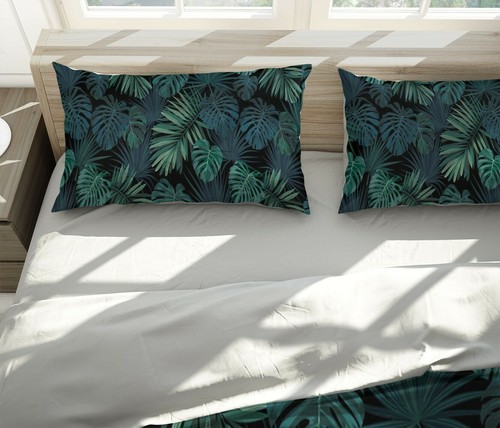 Tropical Leaves Green Doona Duvet Quilt Cover Single Double Queen King ...