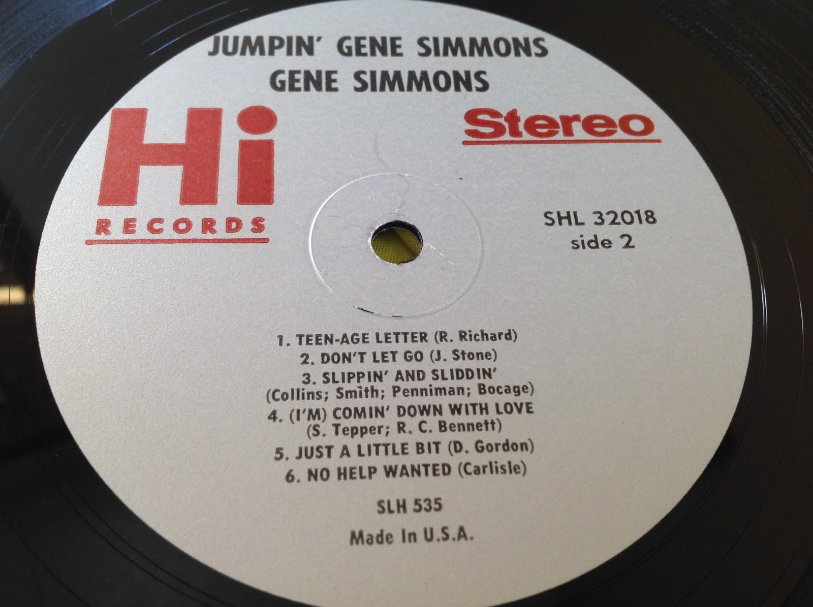 Oldies LP : Gene Simmons ~ Jumpin' Gene Simmons ~ Hi SHL 32018 Stereo ...