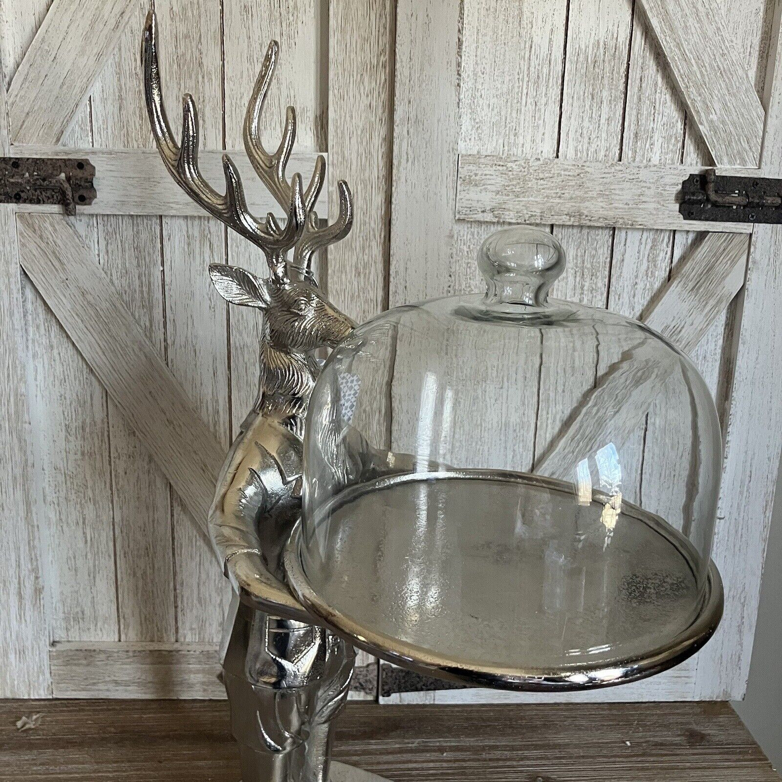Silver Stag Butler Reindeer Deer Statue Holding Tray Sandwich Cookie ...