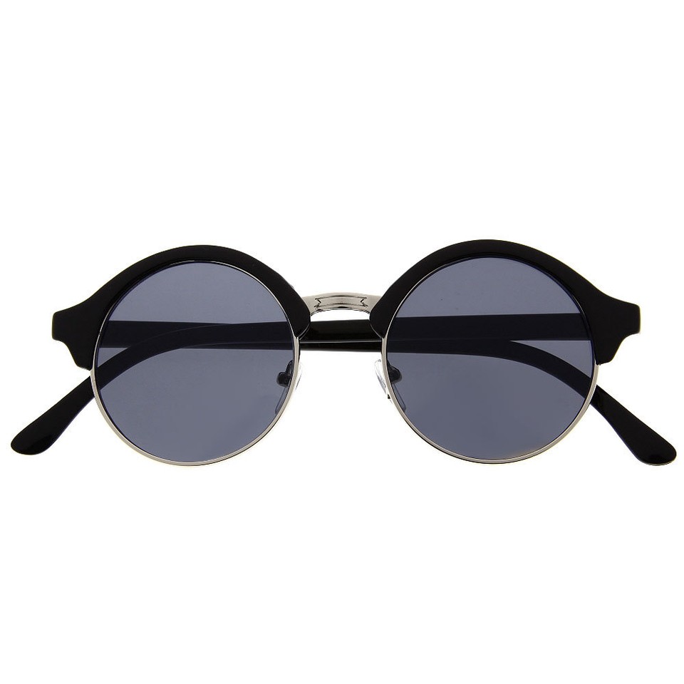 Women's Vintage Inspired Classic Half Frame Semi-Rimless Round Circle ...