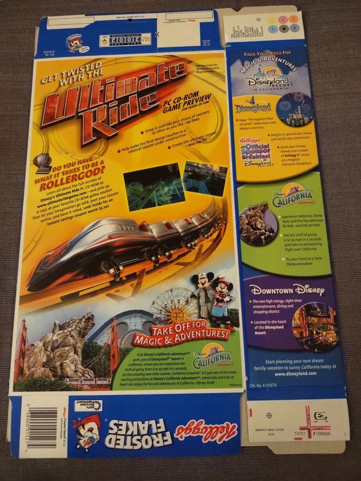NEW 2001 Kellogg’s Frosted Flakes Disney Ultimate CD-ROM Offer Cereal ...