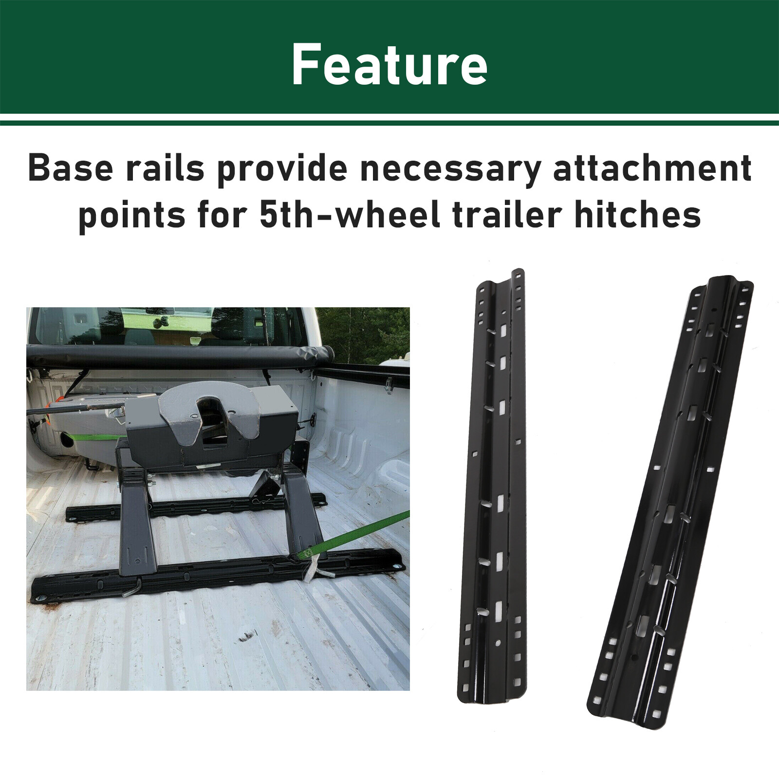 5th Fifth Wheel Mounting Rail Kit Trailer Hitch Mount Steel For ...
