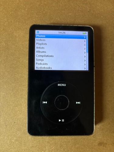 Apple ipod classic A1136 black front chrome back WORKS read description ...