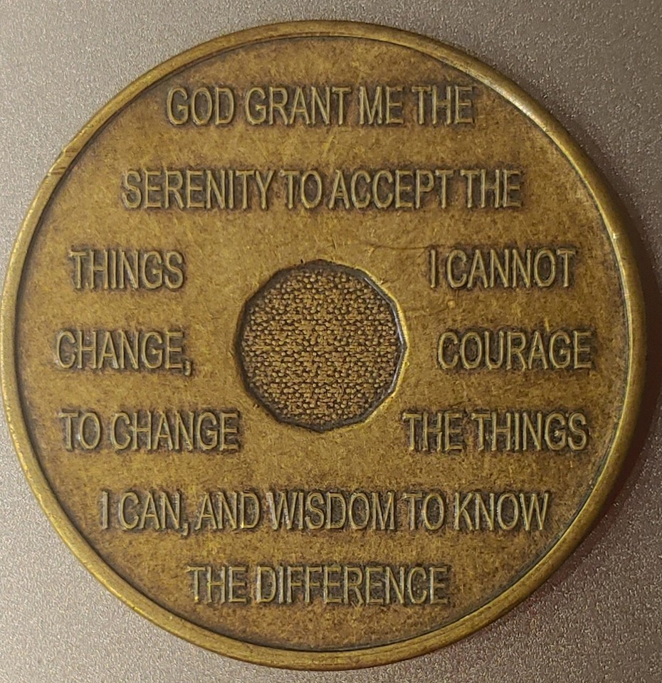 5 Year Alcoholics Anonymous AA Bronze Medallion Coin Sobriety Chip Five ...
