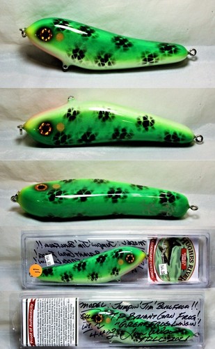 Hughes River Musky 7" Jumpin Jim Bullfrog Color: TP Bright Green Frog ...
