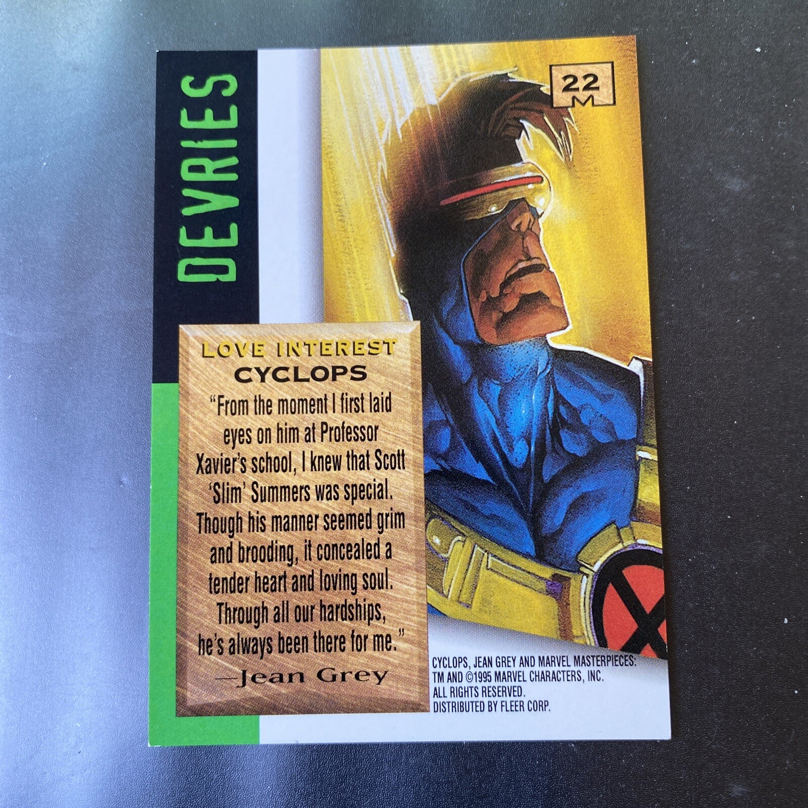 1995 marvel masterpieces emotion signature series cyclops #22 Trading ...