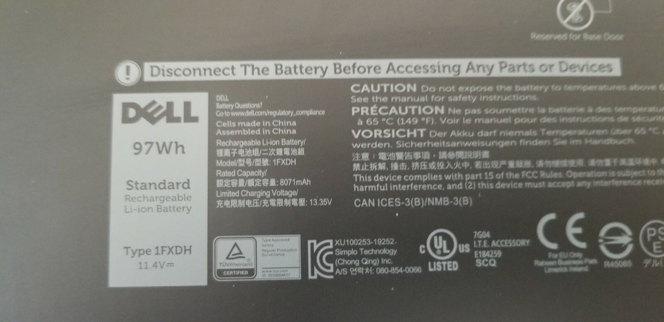 NEW Genuine Dell Precision 3541 3551 BATTERY 11.4V 97WH D191G TYPE ...