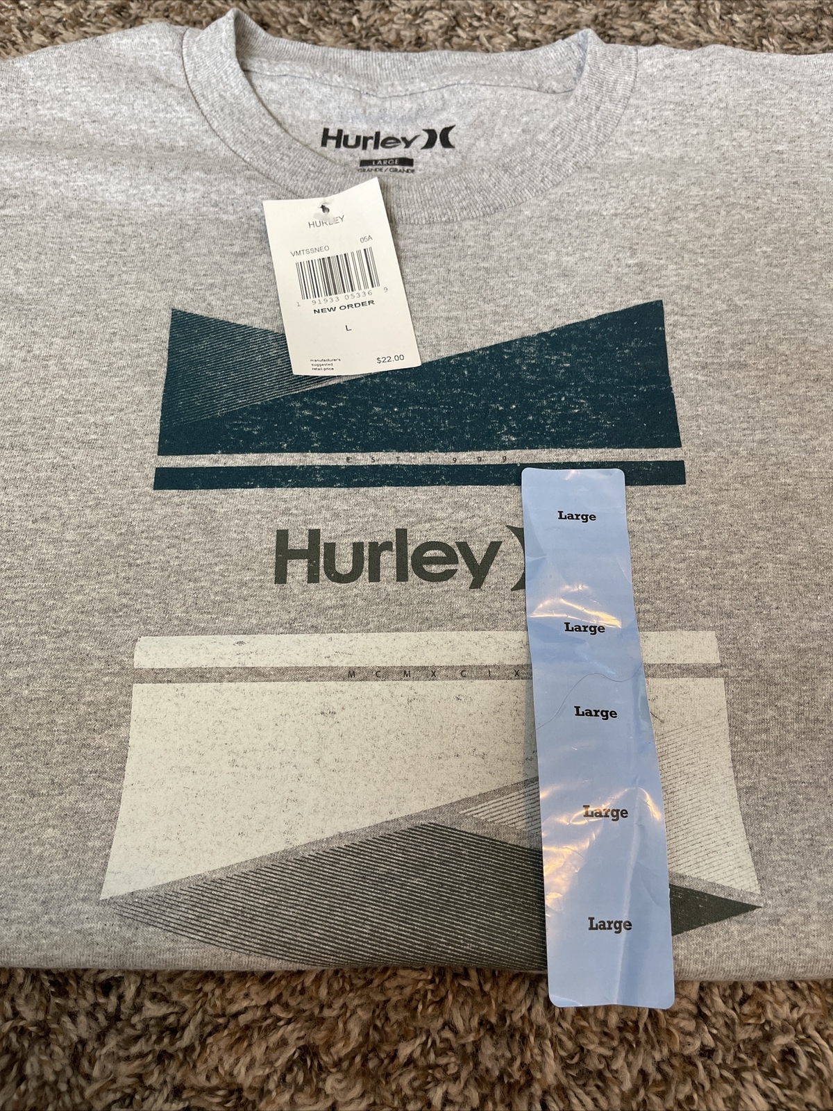 HURLEY Short Sleeve Shirt Size Large Gray WITH TAGS for sale online | eBay