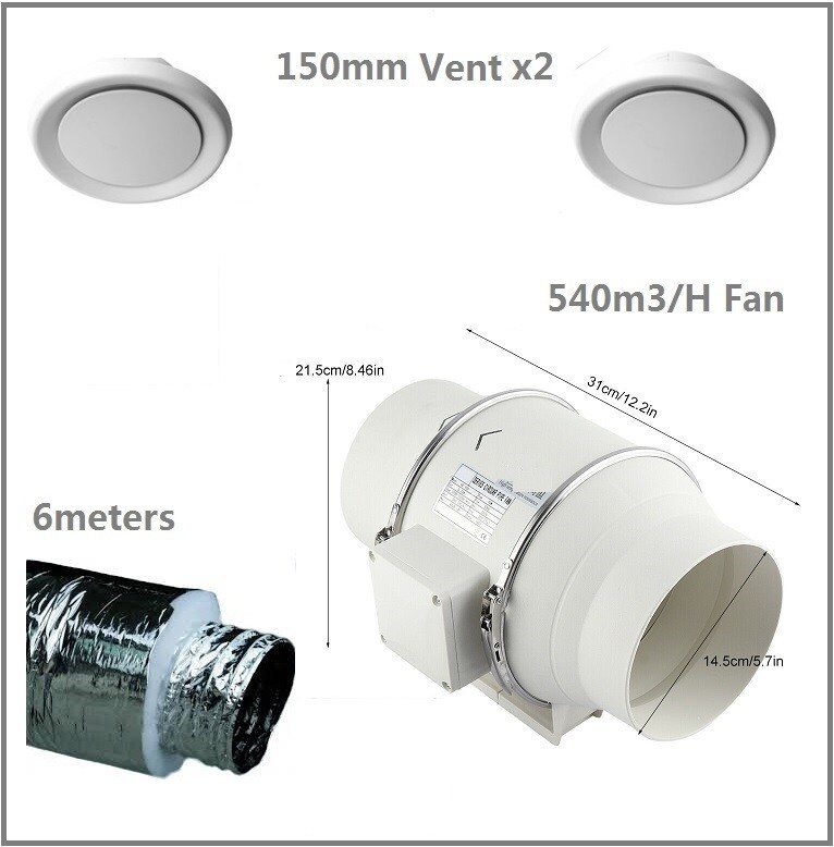 Heat Transfer Kit Inline Fan Cool Air Transfer Fan Kit Duct heating 1-1 ...