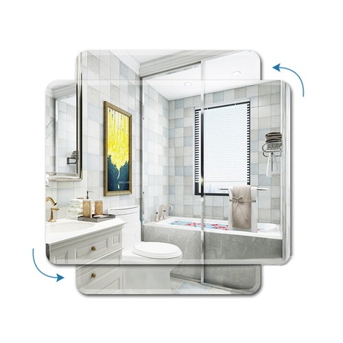 Bathroom Mirror Wall Mounted &Self-adhesive Rectangle Bevelled ...