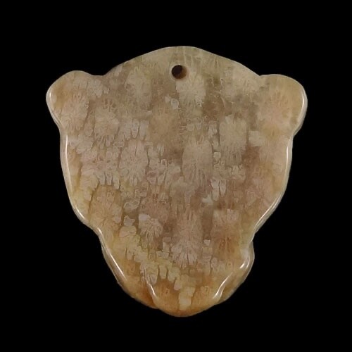 BI35318# Hand Carved Animal Leopard Coral Fossil Pendant Bead Gemstone ...