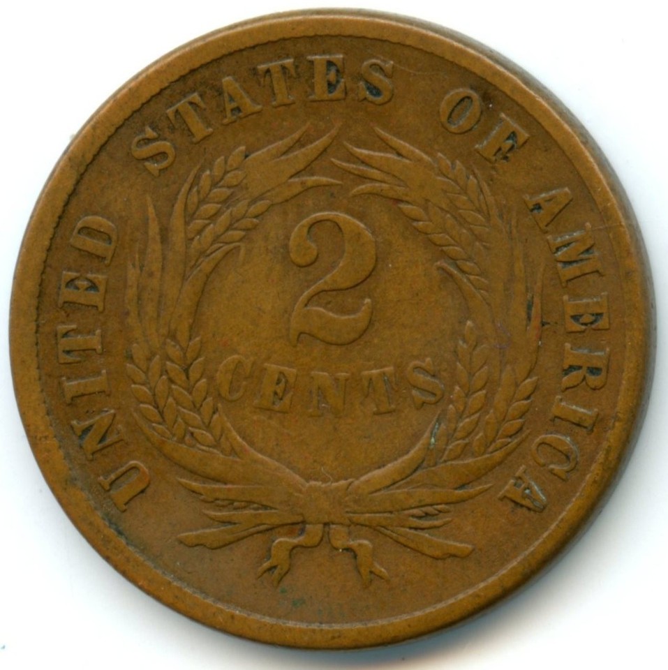 1865 U.S. Two Cent Copper Coin - Nice Details | eBay