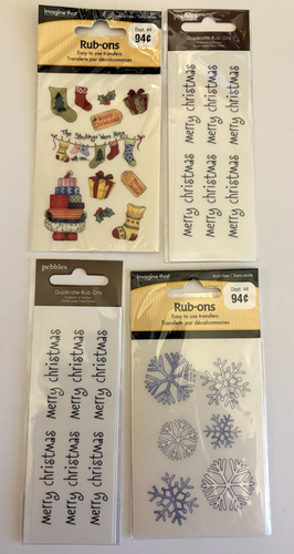 Imagine That & Pebbles Christmas Rub-ons - Snowflakes & Stockings - New ...