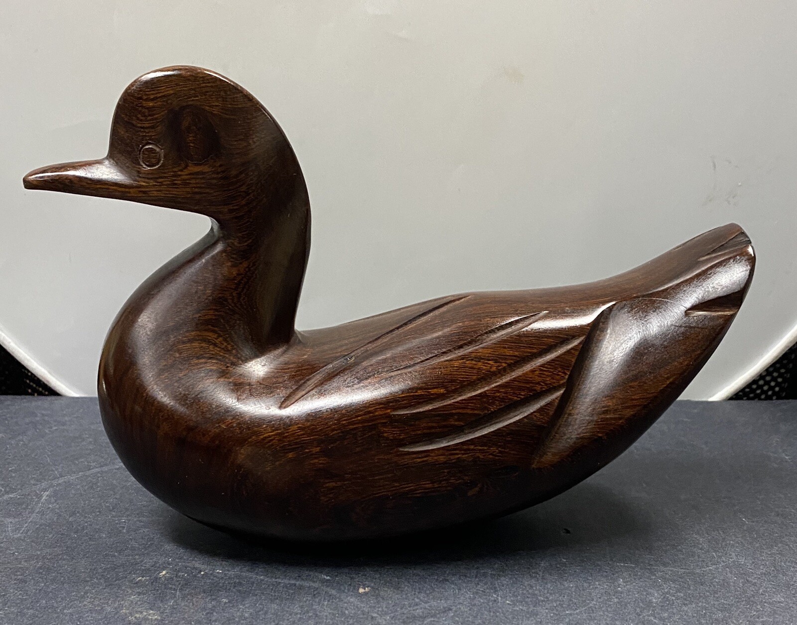 Vintage Primitive Hand Carved Ironwood Solid Wood Detailed Rocking Duck ...