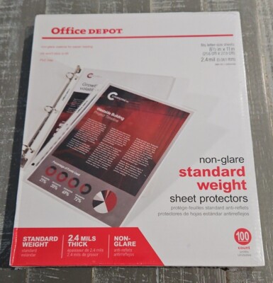 Office Depot Standard Weight Sheet Protectors, Non-Glare Clear, 100 ...