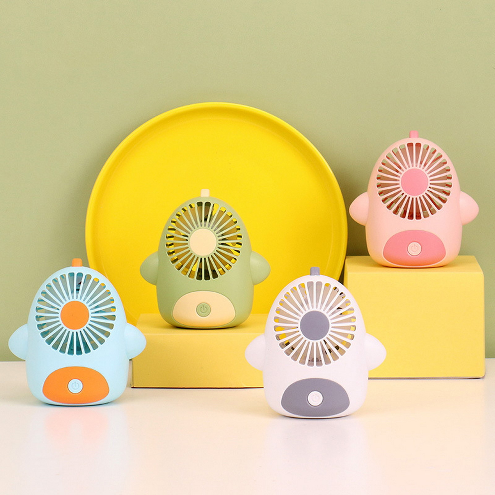 1 Set Pocket Fans Night Light Cool Contrast Color Desktop Fan Dense ...
