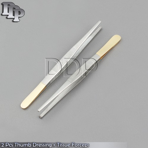 2 PCS THUMB DRESSING+TISSUE 1X2T FORCEPS WITH GOLD HANDLE SURGICAL ...