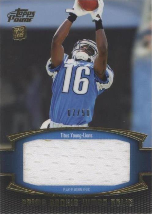 2011 Topps Prime - Prime Rookie Jumbo Relics Titus Young #PRJ-TY Gold ...